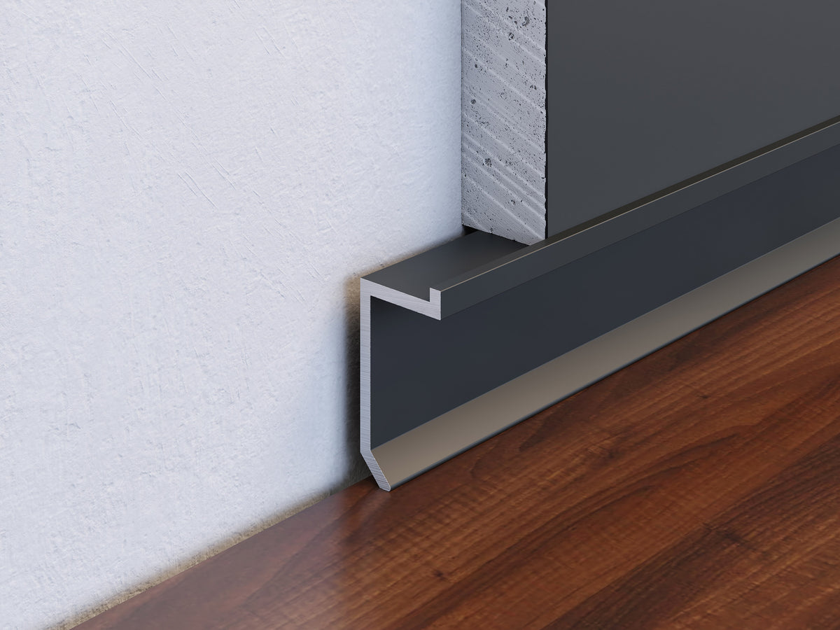 Aluminium shadow flush skirting board (plinth) P-1-20 – ASP Profiles
