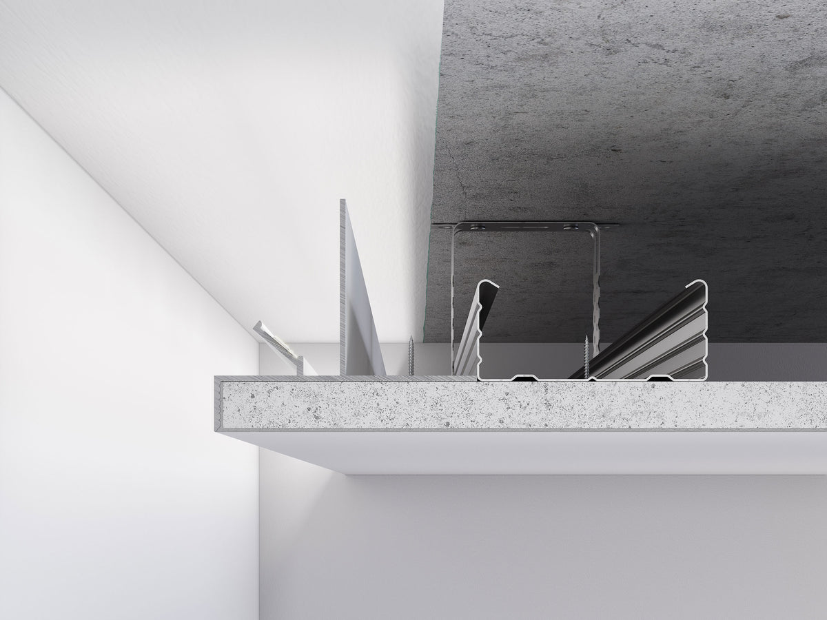 Aluminium ceiling shadow-gap profile. C-1 White colour. – ASP Profiles